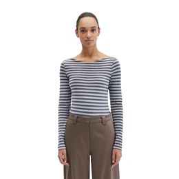 Marc O'Polo Langarmshirt MARC O'POLO "aus Slubjersey", Damen, Gr. L, medium blau, Obermaterial: 100% Baumwolle, gestreift, Basic, regular fit, U-Boot-Ausschnitt, normaler Saum, Shirts Langarmshirt