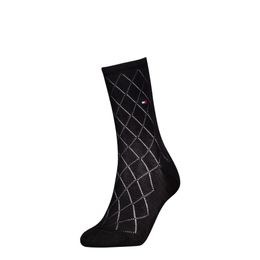 Tommy Hilfiger Damen Socken "TH WOMEN SOCK PREMIUM ARGYLE", Gr. 35schwarz, Baumwollmischung, Socken