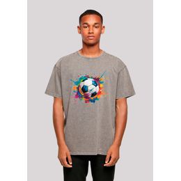 F4NT4STIC Herren T-Shirt "Bunte Fu&szlig;ball Grafik", grau, Gr. L, Obermaterial: 100% Baumwolle, Shirts, Premium Qualit&auml;t