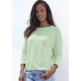 Vivance Damen Langarmshirt "aus b&uuml;gelfreier Strukturqualit&auml;t", gr&uuml;n, Gr. 32, unifarben, Stoff, Obermaterial: 80% Polyester, 16% Viskose, 4% Elasthan,