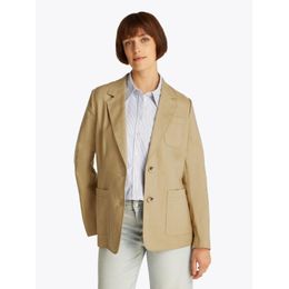 Tommy Hilfiger Damen Kurzblazer "ESS LINEN REGULAR SB BLAZER", braun, Gr. 36, unifarben, Web, Obermaterial: 76% Leinen, 24% Lyocell, Blazer, mit