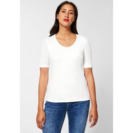 Street One Damen T-Shirt "Style Palmira", wei&szlig;, Basic, Gr. 40, unifarben, Stoff, Obermaterial: 50% Baumwolle, 50% Modal, Shirts, im Basic Style