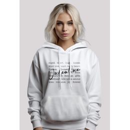 F4NT4STIC Damen Kapuzenpullover "Valentine Herz Hugs Kisses Love Flowers Joy", wei&szlig;, Gr. XL, Obermaterial: 65% Baumwolle, 35% Polyester, Pullover,
