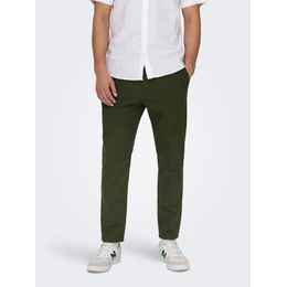 Only & Sons ONLY & SONS Herren Stoffhose "ONSLINUS CROP 0007 COT LIN PNT NOOS", gr&uuml;n, Gr. XL, unifarben, Web, Obermaterial: 75% Baumwolle, 25% Leinen, Hosen, mit