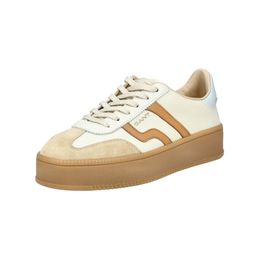Plateausneaker Gant "Gant Sneaker Leder", Damen, Gr. 37, wei&szlig;, blau, Leder, Schuhe Plateausneaker