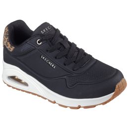 Skechers Damen Sneaker "UNO-JUNGLE NITE", Gr. 37, schwarz, Lederimitat, Schuhe, Schn&uuml;rschuh, Freizeitschuh mit Wedge-Absatz