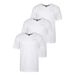 H.I.S. H.I.S Herren V-Shirt, wei&szlig;, Basic, Gr. S, bedruckt, Single Jersey, Obermaterial: 100% Baumwolle, Shirts, Kurzarm, Slim Fit, aus Baumwolle