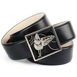 Anthoni Crown Damen Lederg&uuml;rtel, schwarz, Gr. 105, gemustert, Leder, G&uuml;rtel, Automatik Lederg&uuml;rtel mit Designer-Schlie&szlig;e