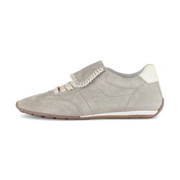 Gabor Damen Sneaker, Gr. 40gr&uuml;n, vanille, Nappaleder, Ziegenveloursleder, Schuhe, Freizeitschuh, Halbschuh, Schn&uuml;rer mit Ziern&auml;hten und Kontrastbesatz