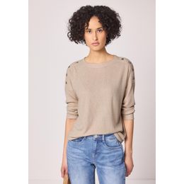 Street One Damen 3/4-Arm-Shirtcotton beige, Gr. 34, unifarben, Stoff, 50% Viskose, 47% Polyester, 3% Elasthan, Shirts, mit U-Boot-Ausschnitt