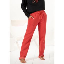 Lascana Damen Sweathose, Gr. 36, rot, Obermaterial: 60% Baumwolle, 40% Polyester, unifarben, Hosen, Relax-/Loungehose mit seitlichen Taschen,