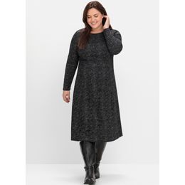 sheego Damen Shirtkleid "Shirtkleid", schwarz, Gr. 44, gemustert, Strick, 81% Polyester, 17% Viskose, 2% Elasthan, Kleider