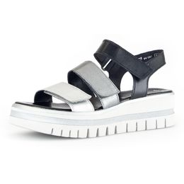 Gabor Damen Keilsandalette, Gr. 39, silber, Glattleder, metallic, Schuhe, Sommerschuh, Sandale, Keilabsatz, mit drei Klettverschl&uuml;ssen