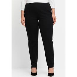sheego Damen Schlupfhose, schwarz, Gr. 50, unifarben, 60% Viskose, 35% Polyamid, 5% Elasthan, Hosen