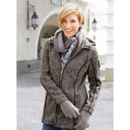 Casual Looks Damen Kapuzenfleecejacke, braun, Gr. 36, meliert, unifarben, 100% Polyester, Jacken