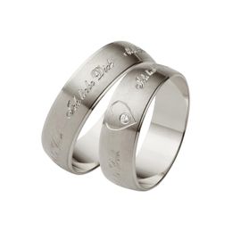 Firetti Damen Trauring "Schmuck Geschenk Hochzeit Ehering Trauring "Ich liebe Dich"", 17, 0,01 SI = kleine Einschl&uuml;sse mit Brillant, Silber 925