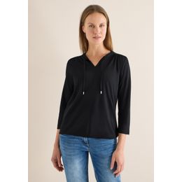 Cecil Damen Langarmshirtschwarz, Gr. XL, unifarben, Stoff, 50% Modal, 50% Baumwolle, Shirts, Jersey