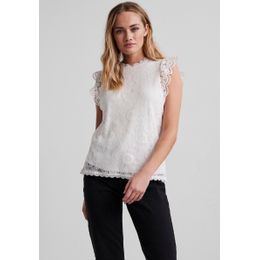 Pieces Damen Spitzentop "PCOLLINE", wei&szlig;, Gr. S, unifarben, Spitze, Obermaterial: 90% Nylon, 10% Elasthan, Tops