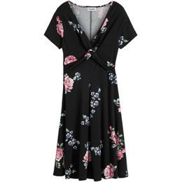 bonprix Damen Jerseykleid, schwarz, Gr. 56, Jersey, Obermaterial: 95% Viskose, 5% Elasthan, Kleider, f&uuml;r warme Tage, aus Viskose und Elasthan,