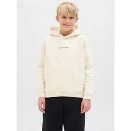 Jack & Jones Jungen Kapuzensweatshirt "JORNORREBRO EMB SWEAT HOOD NOOS JNR", wei&szlig;, Gr. 152, JACK & JONES JUNIOR, unifarben, angeraute Sweatware, Obermaterial: 89%