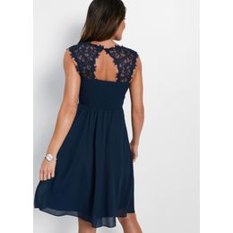bonprix Damen Minikleid "Minikleid mit Spitze", blau, Gr. 48, Obermaterial: 100% Polyester. Futter: 100% Polyester. Spitze: 100% Polyester, Kleider,