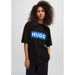 HUGO BLUE Herren T-Shirt "Nico", schwarz, Gr. M, unifarben, Single Jersey, Obermaterial: 100% Baumwolle, Shirts, mit gro&szlig;em Logo-Print, Unisex