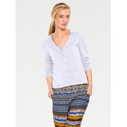 Heine Damen Strickjacke, wei&szlig;, Gr. 42, unifarben, 100% Baumwolle, Strickjacken