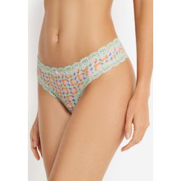 LSCN BY LASCANA Damen String, Gr. 36, bunt, Jersey, Obermaterial: 95% Modal, 5% Elasthan. Spitze: 90% Polyamid, 10% Elasthan, bedruckt, Unterhosen,