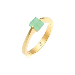 Elli Premium Damen Fingerring "Jade Gr&uuml;n Dreieck klassik 925 Silber vergoldet", 56mm,mit Steinen, Silber 925 (Sterlingsilber), gold, Silber 925