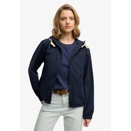 Superdry Damen Parka "HOODED WASHED TWILL JKT"richest navy, Gr. L, unifarben, Web, Obermaterial: 100% Baumwolle, Jacken, aus Baumwolle, Relaxed Fit,