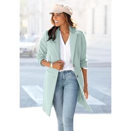 Lascana Damen Kurzmantel "im klassischen Design mit Knopfverschluss, figurbetont", gr&uuml;n, Gr. 36, unifarben, Web, Obermaterial: 100% Polyester.