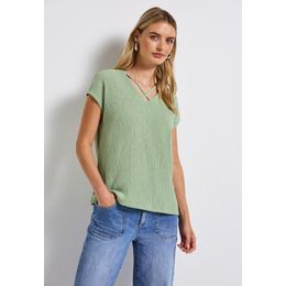 Street One Damen Shirttop, gr&uuml;n, Gr. 34, Strukturmuster, unifarben, Obermaterial: 95% Viskose, 5% Elasthan, Tops, mit Struktur