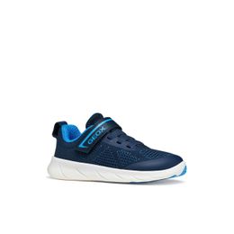 Barfu&szlig;schuh Geox "J FOOT-RUN BOY", Jungen, Gr. 30, blau, Textil, Schuhe Barfu&szlig;schuh, Klettschuh mit Logo, Gr&ouml;&szlig;enschablone zum Download