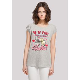 F4NT4STIC Damen T-Shirt "Anti Valentinstag V is for Vodka", grau, Gr. XS, Obermaterial: 100% Baumwolle, Shirts, Premium Qualit&auml;t