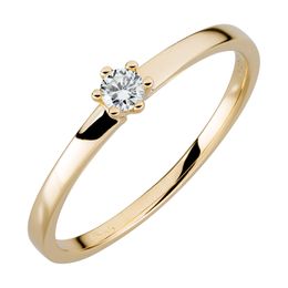 OROLINO Damen Fingerring "Gold 585 mit nat&uuml;rlichem Brillant 0,10ct.", 056 (17,8), 0,1 SI = kleine Einschl&uuml;sse, Gold, gelb, Gold, Fingerringe