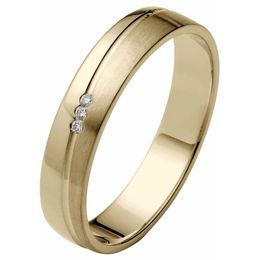 Firetti Damen Trauring "Schmuck Geschenk Gold 375 Hochzeit Ehering "LIEBE"", 17, 0,02 SI = kleine Einschl&uuml;sse mit Brillanten, Gelbgold 375, 4mm,