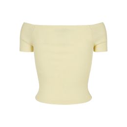 Urban Classics Damen T-Shirt "Urban Classics Damen Ladies Off Shoulder Rib Tee"softgelb, Gr. 4XL, unifarben, 97% Baumwolle, 3% Elasthan, Shirts