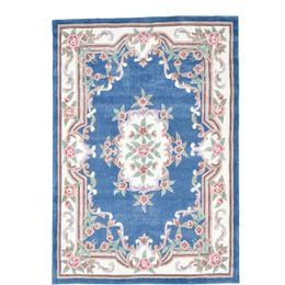 Teppich Theko, B:120cm H:14mm L:180cm, blau, Kunstfaser, Wohnzimmer, Teppiche, "Ming", handgefertigt, Pastell-Farben, florales Design, Wohnzimmer