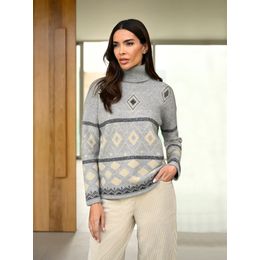 Heine Damen Rollkragenpullover "Pullover", grau, Gr. 38, gemustert, mehrfarbig, meliert, 47% Polyacryl, 26% Polyester, 16% Polyamid, 6% Wolle, 4%