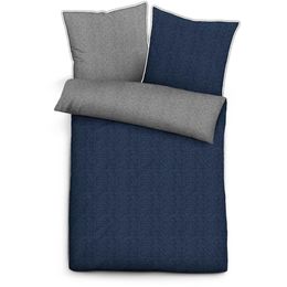 Bettw&auml;sche Biberna, blau, Flanell;Biber;Feinbiber, 100% Baumwolle, Bettw&auml;sche