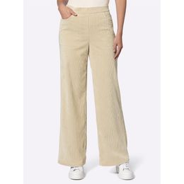 Heine Damen Cordhose, beige, Gr. 48, unifarben, 80% Polyester, 18% Polyamid, 2% Elasthan, Hosen