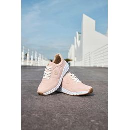 Rieker Damen Sneaker, Gr. 37ros&eacute;, Nubuklederimitat, unifarben, Schuhe, mit MemoSoft-Innensohle, Freizeitschuh, Halbschuh, Schn&uuml;rschuh