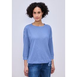 3/4-Arm-Shirt Street One, Damen, Gr. 36, bonnet blau, Stoff, 50% Viskose, 47% Polyester, 3% Elasthan, unifarben, comfort fit normal, U-Boot-Ausschnitt, B&uuml;ndchen, Shirts 3/4-Arm-Shirt, mit U-Boot-Ausschnitt