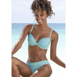 s.Oliver Damen B&uuml;gel-Bikini, gr&uuml;n, Gr. 38, gestreift, Recycling-Polyamid, Bikini-Sets, in Knoten-Optik