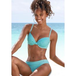 s.Oliver Damen B&uuml;gel-Bikini, gr&uuml;n, Gr. 34, gestreift, Recycling-Polyamid, Bikini-Sets, in Knoten-Optik