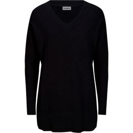 bonprix Damen Longpullover "Long-Pullover", schwarz, Gr. 56, unifarben, Feinripp, Obermaterial: 70% Baumwolle, 30% Polyamid, Pullover,