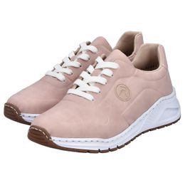 Rieker Damen Sneaker, Gr. 39ros&eacute;, Nubuklederimitat, unifarben, Schuhe, mit MemoSoft-Innensohle, Freizeitschuh, Halbschuh, Schn&uuml;rschuh