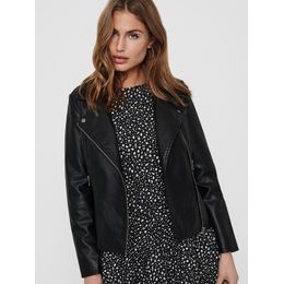 Only Damen Lederimitatjacke "ONLMELISA FAUX LEATHER BIKER CC OTW", schwarz, Gr. S, unifarben, Web, Obermaterial: 100% Polyester, Jacken