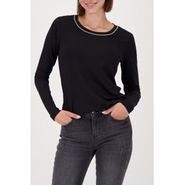 monari Damen Langarmshirt "Shirt Basic Schmuck Kette", schwarz, Gr. 38, unifarben, Web, Obermaterial: 70% Viskose, 25% Modal, 5% Elasthan, Shirts,