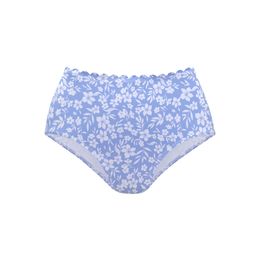 Vivance Damen Bikini-Hose "Leni", blau, Gr. 34, bedruckt, floral, Microfaser, Badehosen, mit gelaserter Wellenkante
